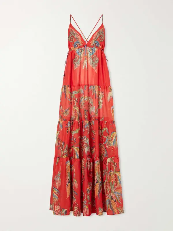 Etro Ruffled Printed Cotton Maxi Dress