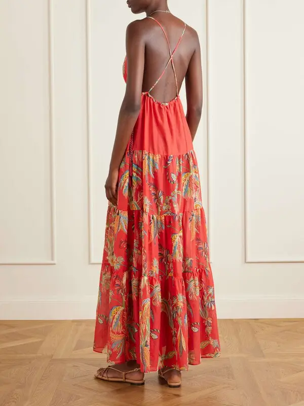 Etro Ruffled Printed Cotton Maxi Dress