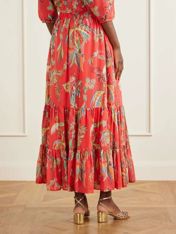 Etro Tiered Printed Cotton Maxi Skirt