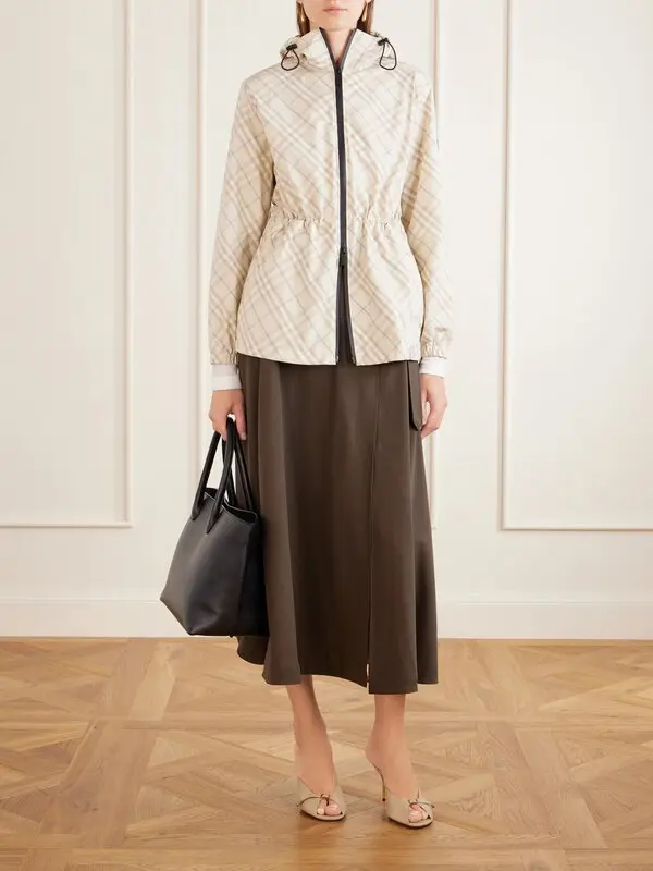 Burberry Checked Shell Jacket With Drawstring Waist