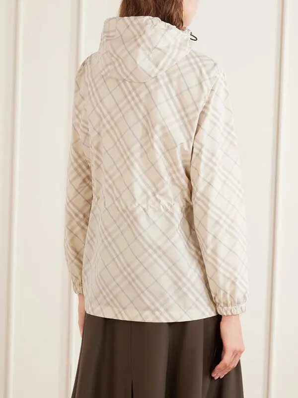 Burberry Checked Shell Jacket With Drawstring Waist