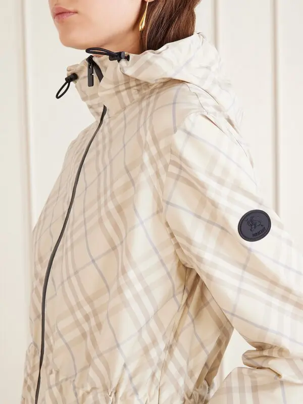 Burberry Checked Shell Jacket With Drawstring Waist