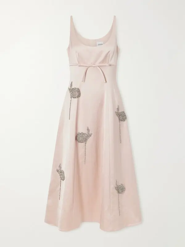 Erdem Embroidered Satin Midi Dress - Pink