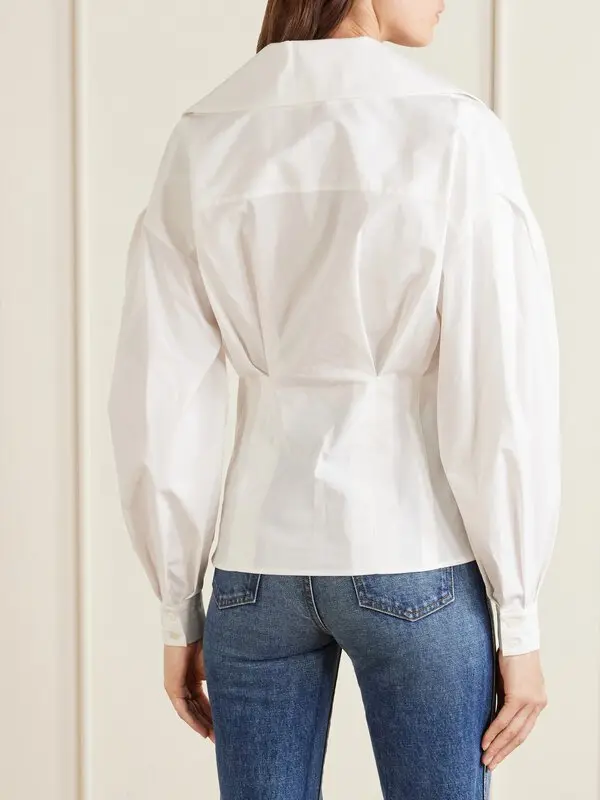 Carolina Herrera Balloon Sleeve Cotton-blend Blouse