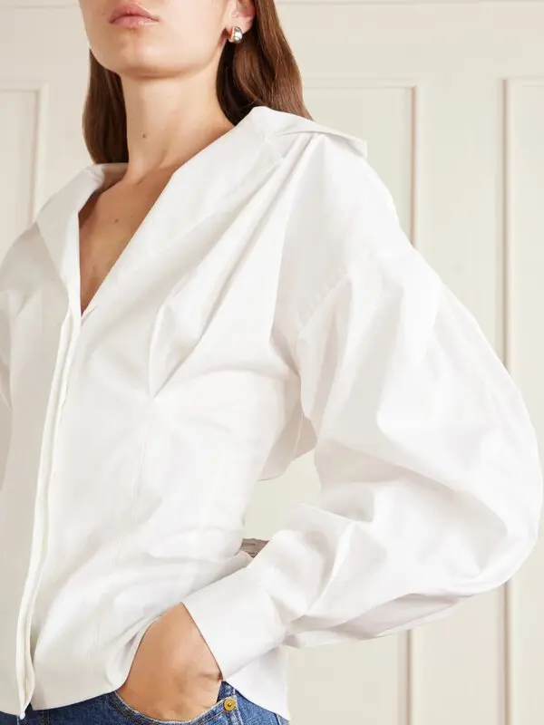 Carolina Herrera Balloon Sleeve Cotton-blend Blouse