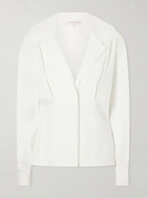 Carolina Herrera Balloon Sleeve Cotton-blend Blouse - White