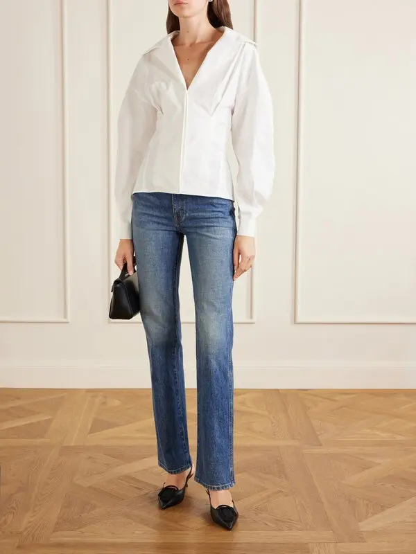 Carolina Herrera Balloon Sleeve Cotton-blend Blouse