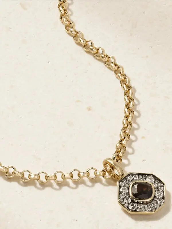 BY PARIAH 14-karat Yellow Gold, Smokey Quartz And Diamond Necklace - Brown
