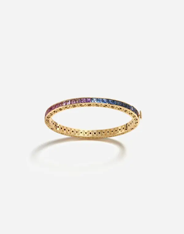 Dolce & Gabbana 18kt Bangle Bracelet With Multi-colored Sapphires And Diamond - Gold