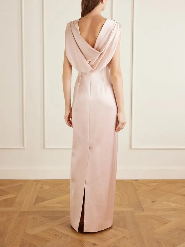 Erdem Embroidered Satin Gown With Crystal Embellishments