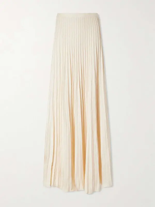 ANDRES OTALORA Saana Pleated Linen Maxi Skirt - Ivory
