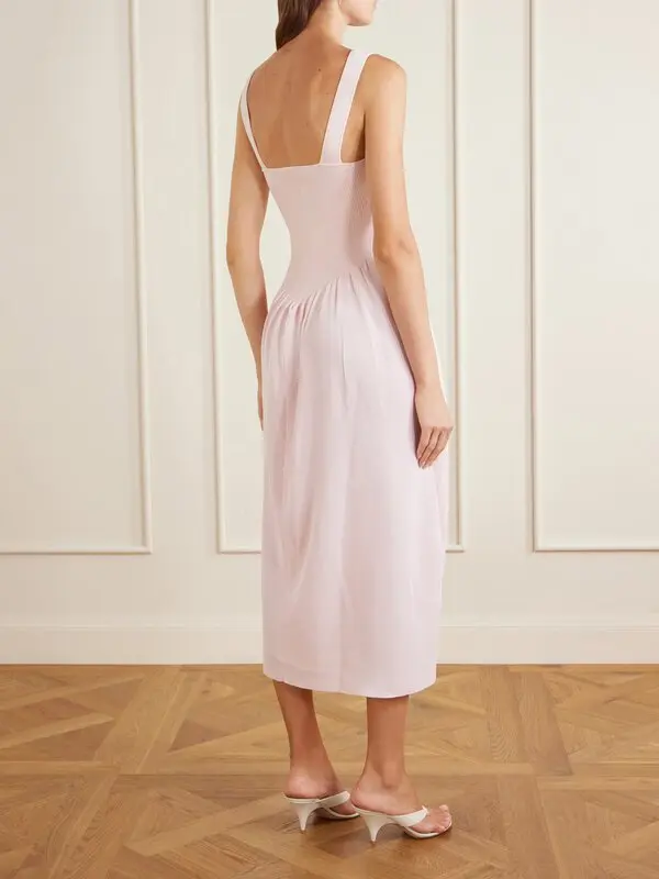 Altuzarra Lollie Ribbed And Woven Midi Dress - Pink