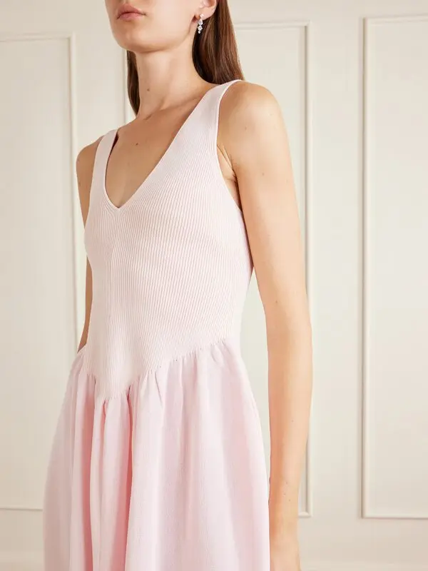Altuzarra Lollie Ribbed And Woven Midi Dress - Pink