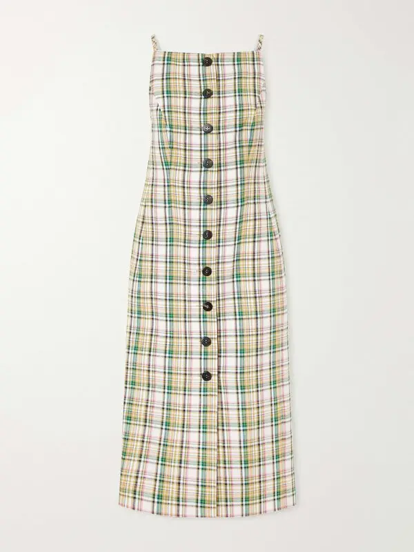 Carolina Herrera Checked Woven Midi Dress