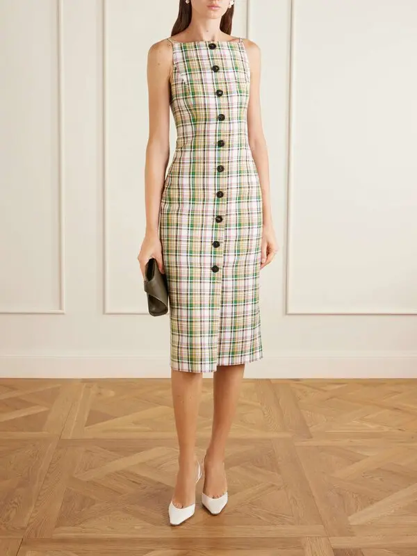 Carolina Herrera Checked Woven Midi Dress