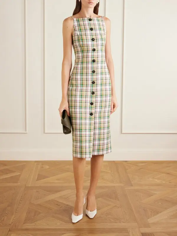 Carolina Herrera Checked Woven Midi Dress