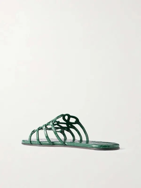 Loewe Petal Anagram Croc-effect Leather Slides