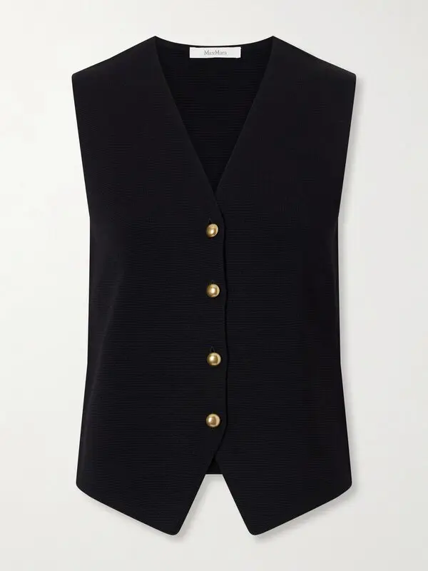 Max Mara Grain De Poudre 'gola' Vest - Black