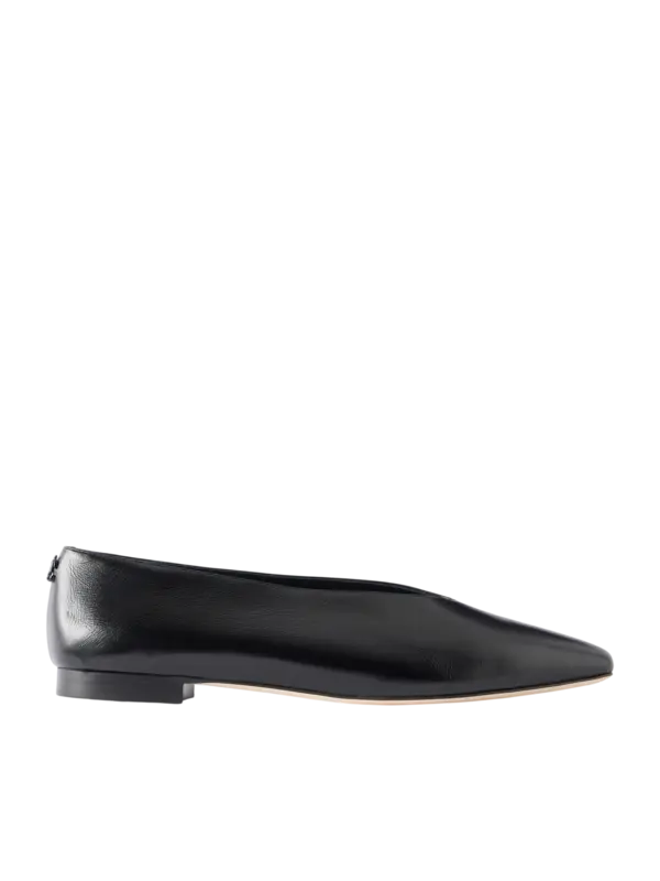 JIMMY CHOO Margot Pointed Toe Leather Ballet Flats - Black