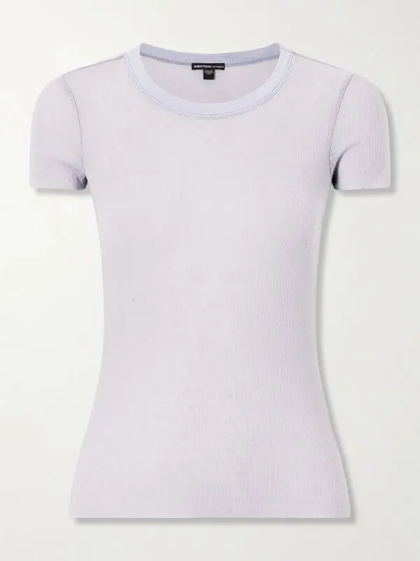 JAMES PERSE Ribbed Cotton And Cashmere-blend T-shirt - Gray