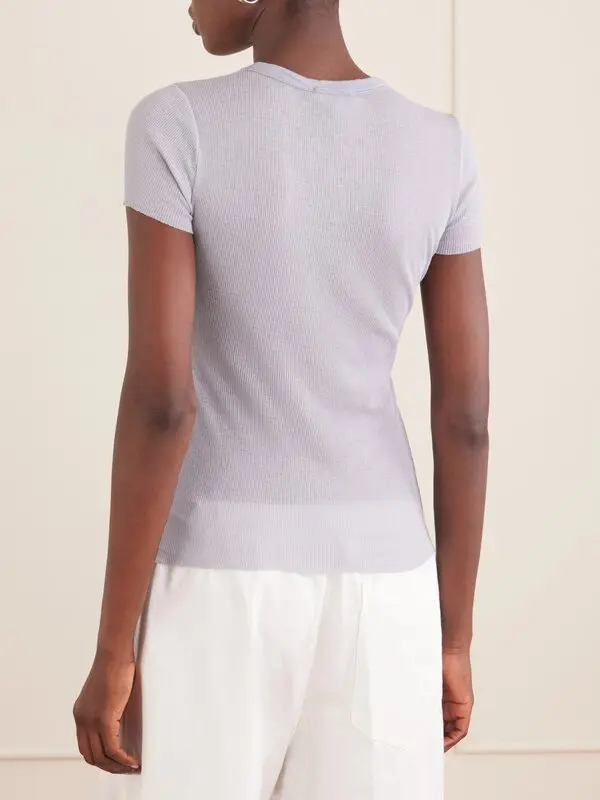 JAMES PERSE Ribbed Cotton And Cashmere-blend T-shirt - Gray