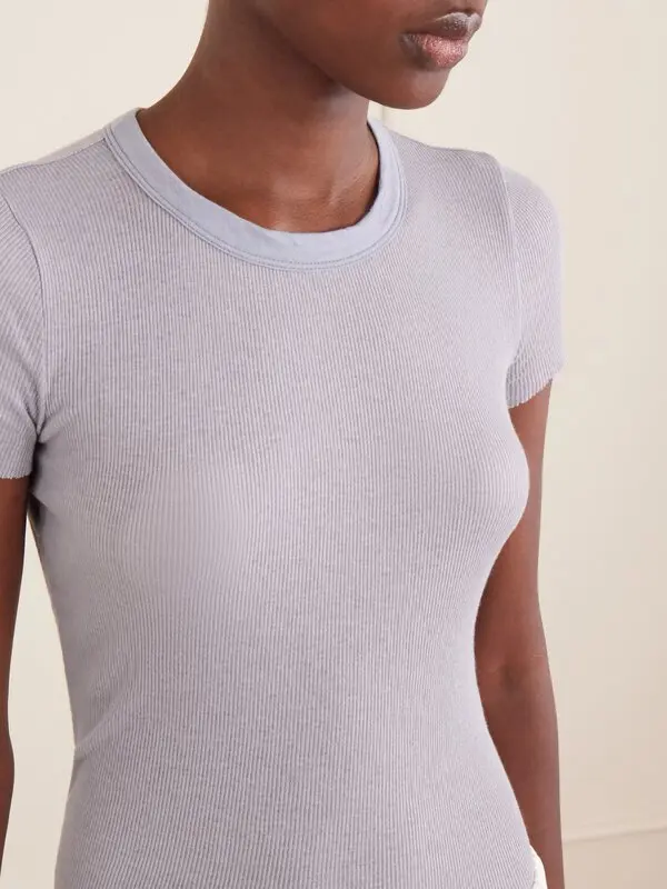 JAMES PERSE Ribbed Cotton And Cashmere-blend T-shirt - Gray