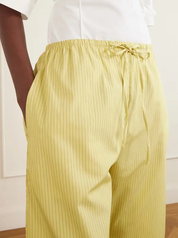LESET Yoshi Striped Cotton And Lyocell-blend Wide-leg Pants - Yellow