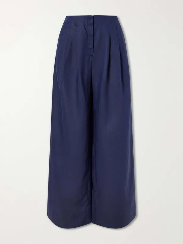 ANDRES OTALORA Ancestra Linen Wide-leg Pants - Navy
