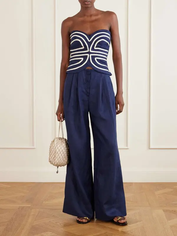 ANDRES OTALORA Ancestra Linen Wide-leg Pants - Navy