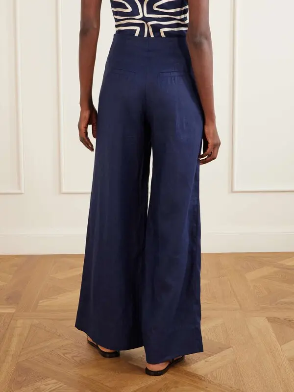 ANDRES OTALORA Ancestra Linen Wide-leg Pants - Navy