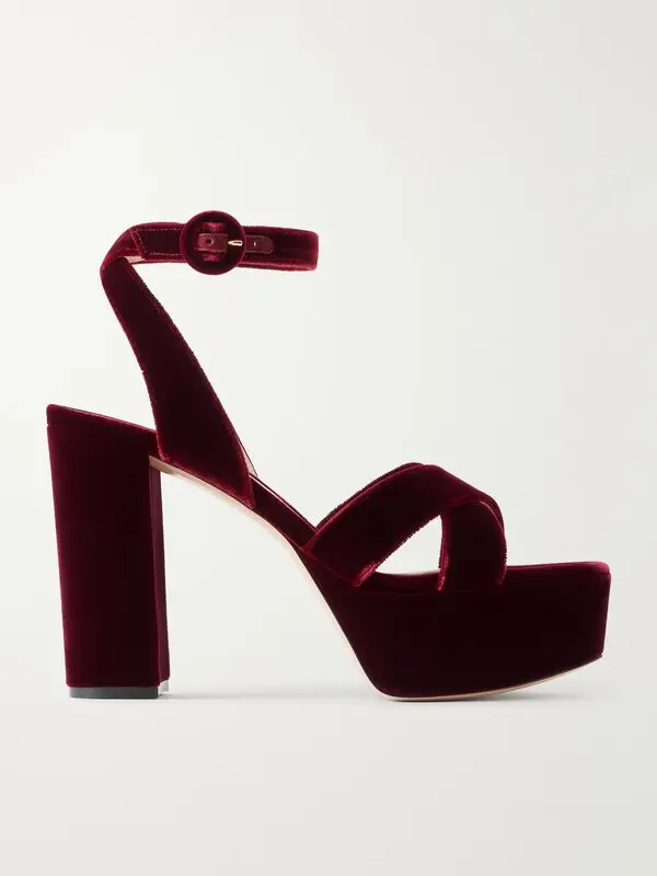 GIANVITO ROSSI Sabrina 70 Velvet Platform Sandals