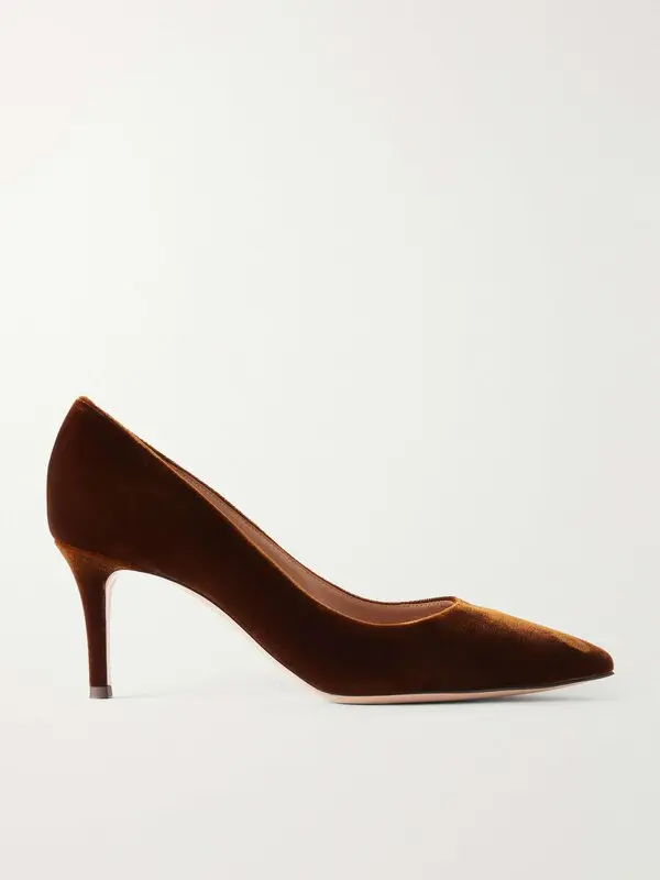 GIANVITO ROSSI 70 Velvet Pumps - Mustard