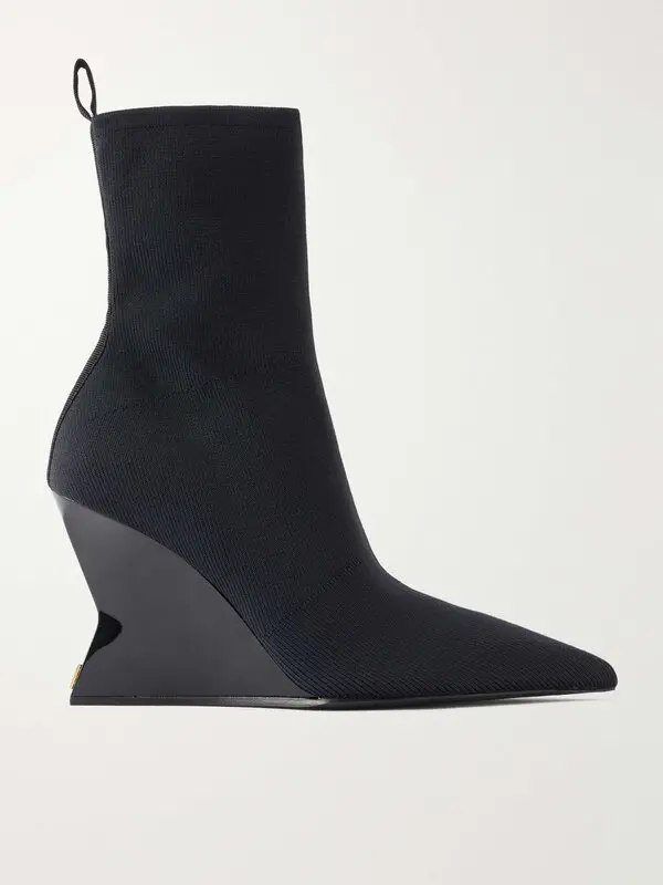 Balmain Knitted Wedge Ankle Boots