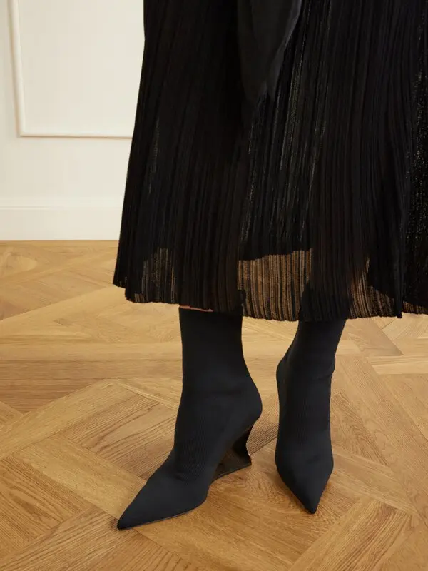 Balmain Sculptural Wedge Ankle Boots - Black