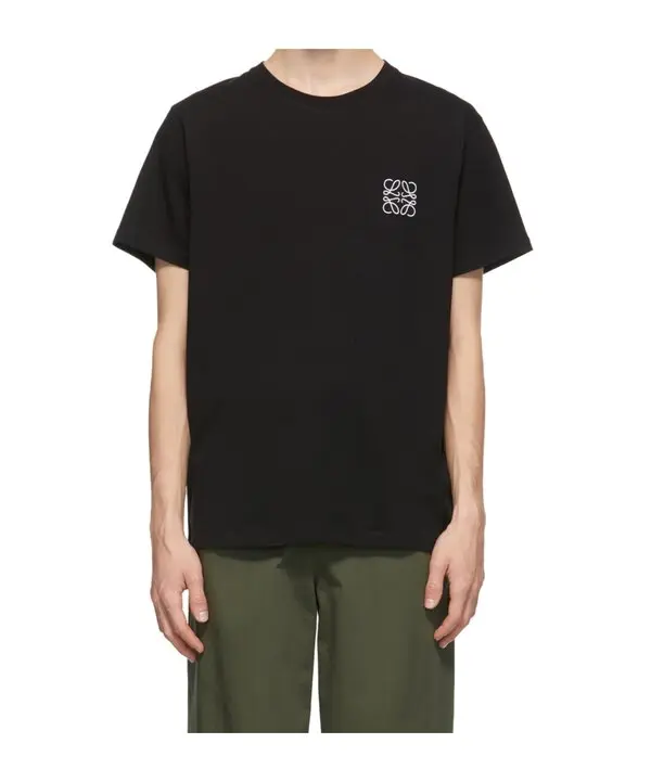 Loewe Logo Embroidered Crewneck T-shirt - Black