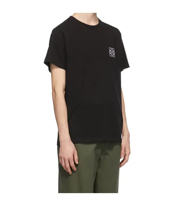 Loewe Logo Embroidered Crewneck T-shirt - Black