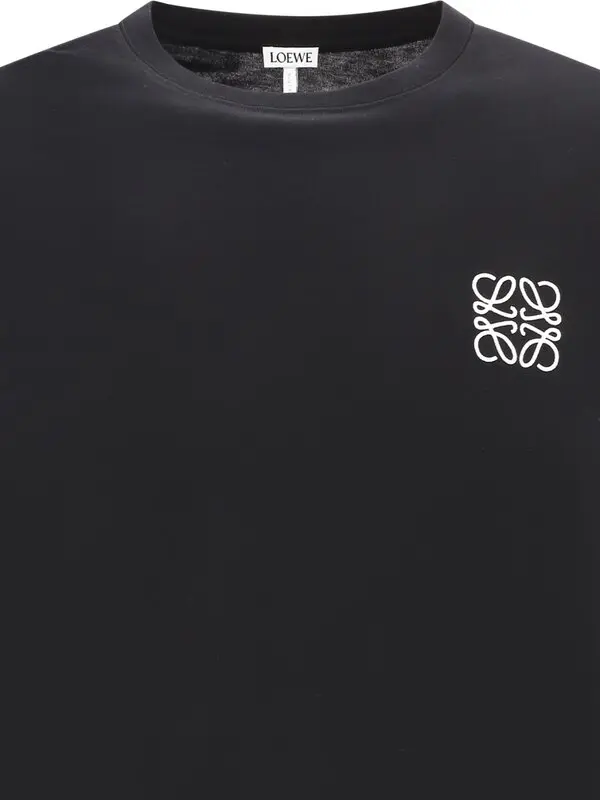 Loewe Logo Embroidered Crewneck T-shirt - Black