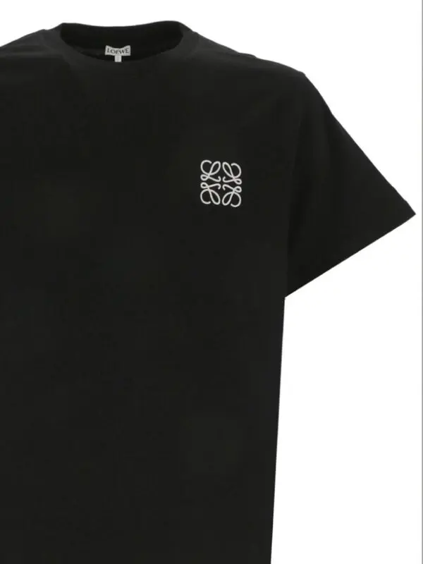 Loewe Logo Embroidered Crewneck T-shirt - Black