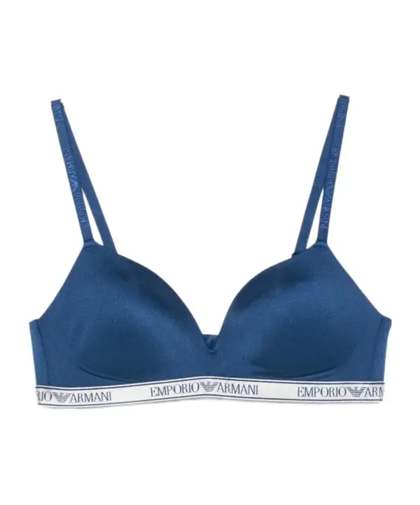 Emporio Armani Logo-tape Triangle Bra - Blue