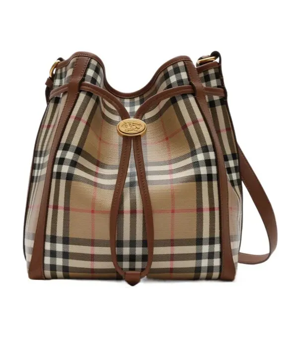 Burberry Checked Small Bucket Bag - Archives Beige