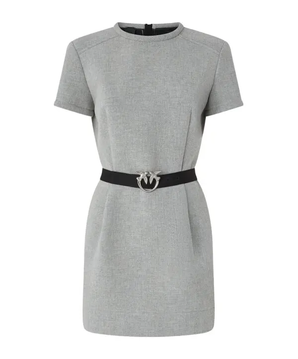 Pinko Belted Short-sleeve Mini Dress - Gray