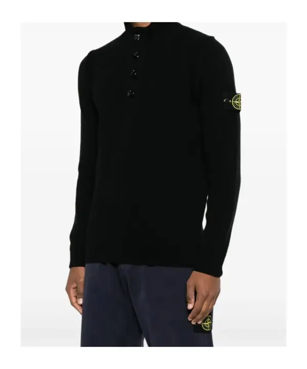 Stone Island High-neck Button Wool Sweater