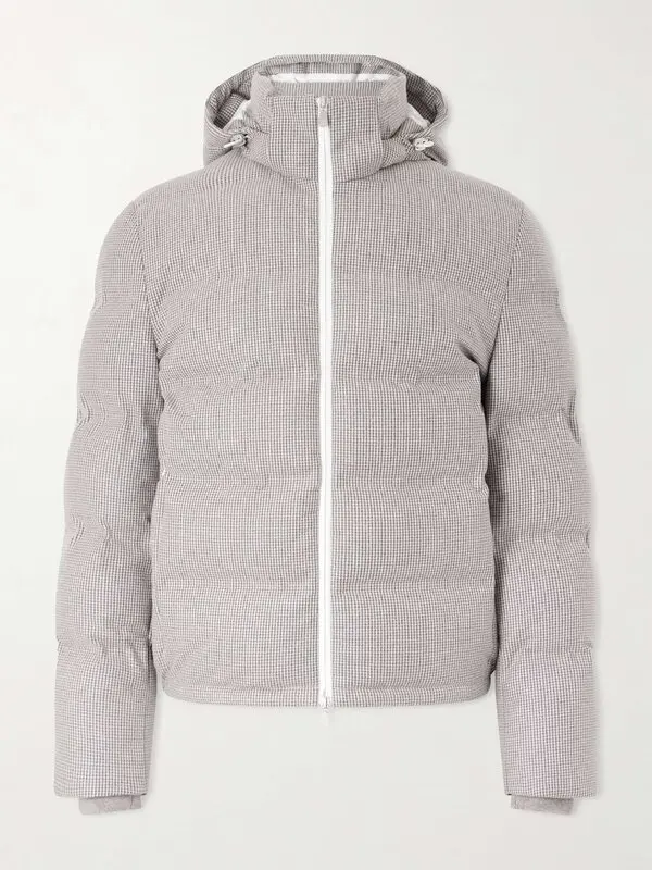 Brunello Cucinelli Quilted Herringbone Cashmere And Silk-blend Hooded Down Jacket