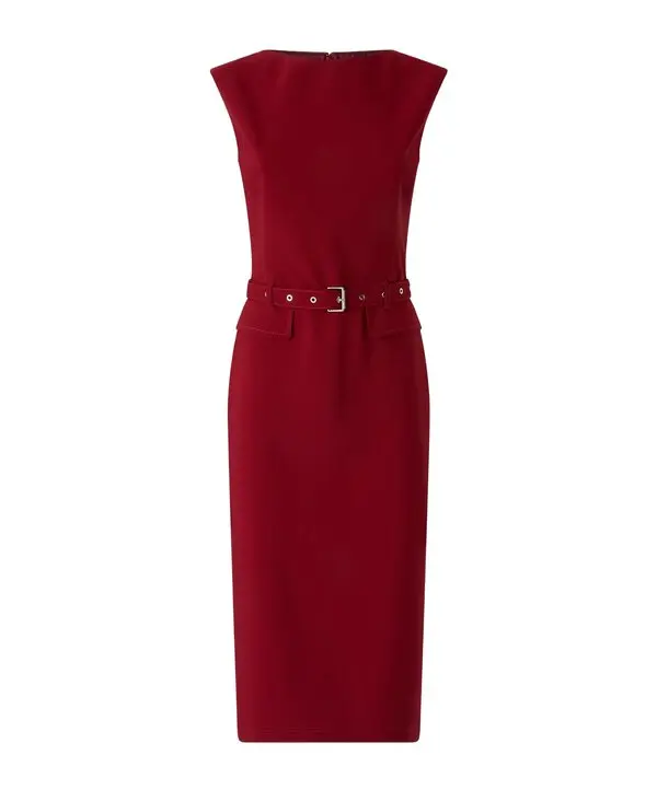 Pinko Sleeveless Belted Dress With Silver-tone Buckle - Red