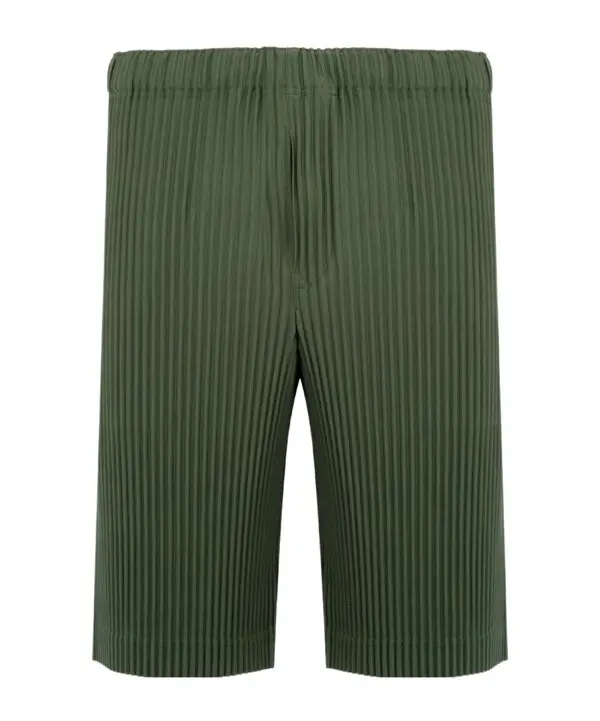 Issey Miyake Homme Plissé Color Pleats Straight Leg Shorts - Green
