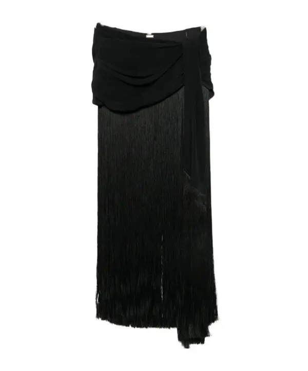 Cult Gaia Floor-length Skirt With Hem Detailing - Black