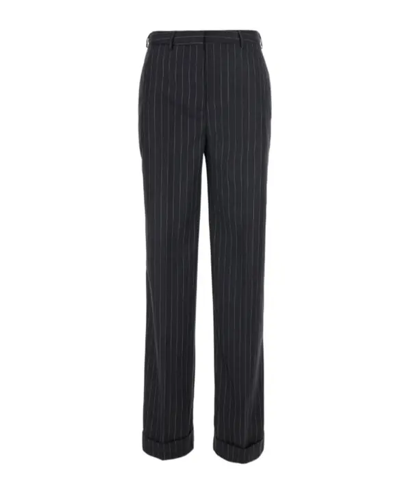 SEMICOUTURE Lola' Pants With All-over Stripe Motif In Wool Blend For - Grey