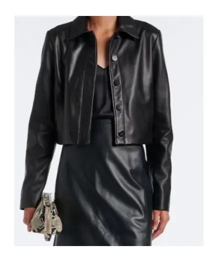 Vince Cropped Leather Jacket