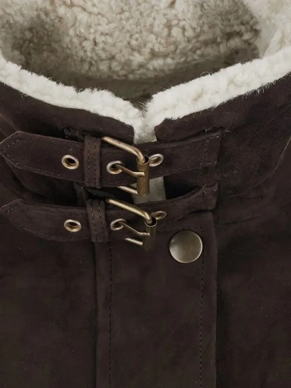 SEMICOUTURE Gloria Shearling Collar Bomber Jacket