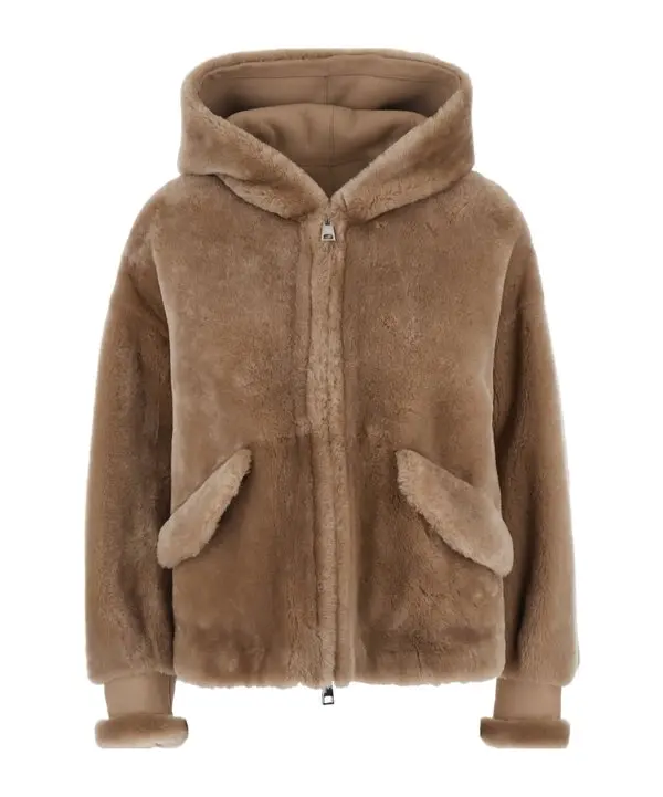 BLANCHA Casual Jacket With Fixed Hood And Side Pockets - Beige